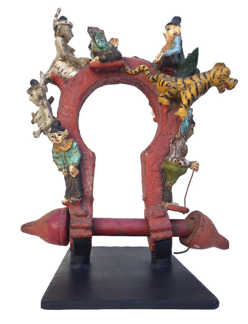 18th-19th Century Burmese Heavy Painted Iron Temple Bell Yoke / Bracket ...