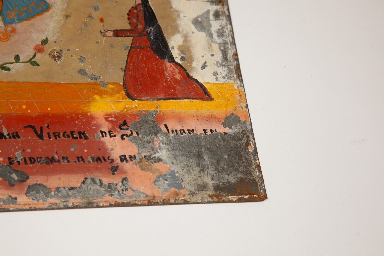 1950s-60s Mexican Ex-voto Folk Art Retablo Painting on Tin, Ranch ...