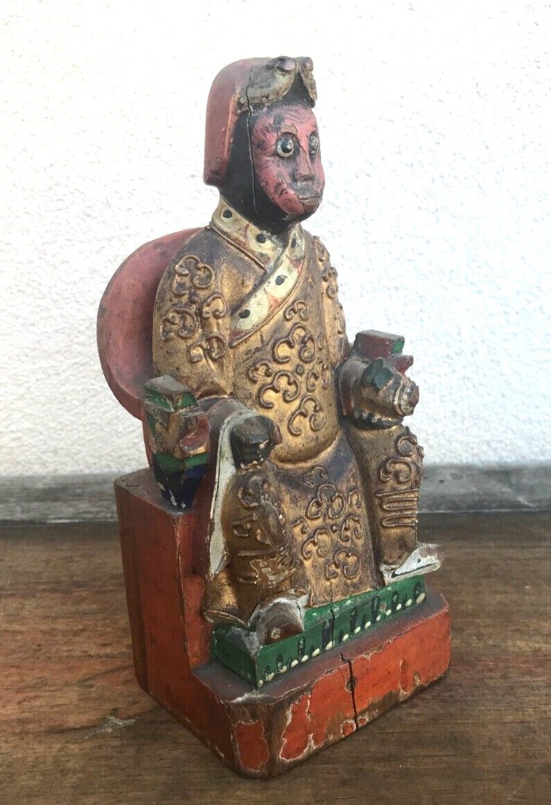 Antique Chinese Sun Wukong Monkey God Temple Figure Wood - Etsy