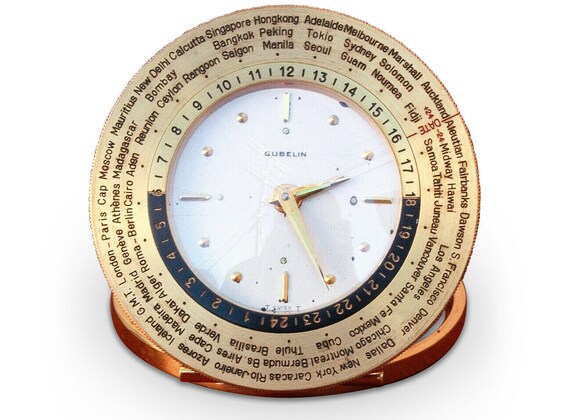 C.1960s GUBELIN World Travel Alarm Clock Gold Plated 8 Day - Etsy