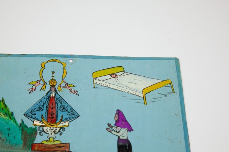 1970 Mexican Ex Voto Painting, Retablo Master Vicente Barajas, Leon ...