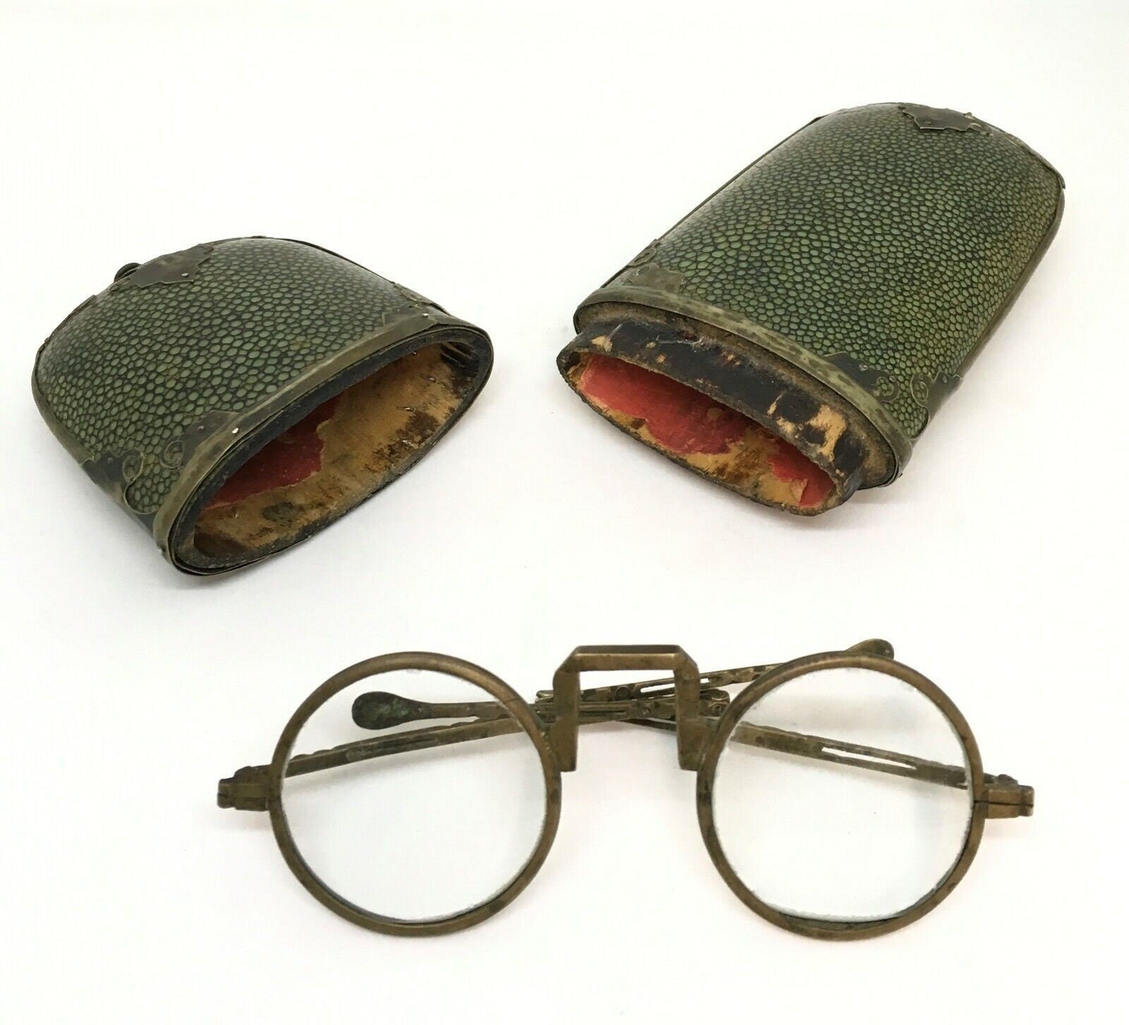 Early 19th C. Chinese Eyeglasses With Folding Temples and Shagreen Case ...