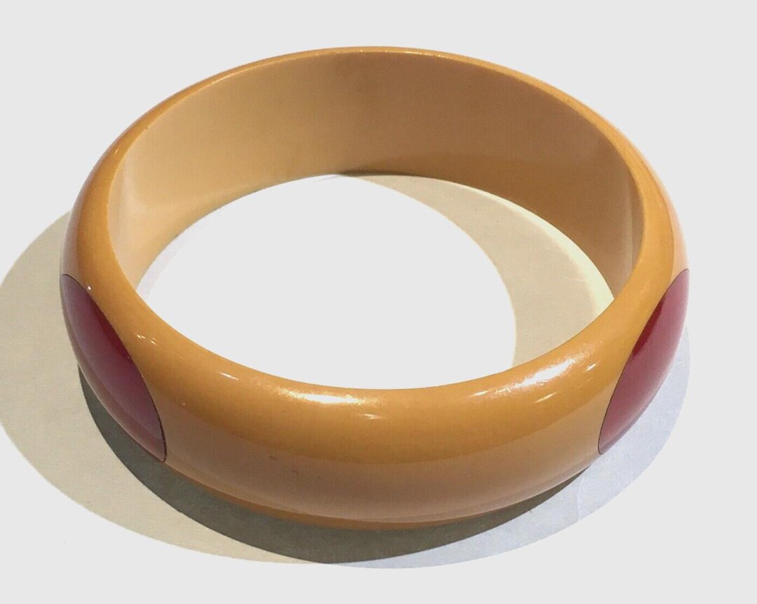 Vintage Schultz Bakelite Butterscotch and 3 Red Spot Bangle Bracelet - Etsy