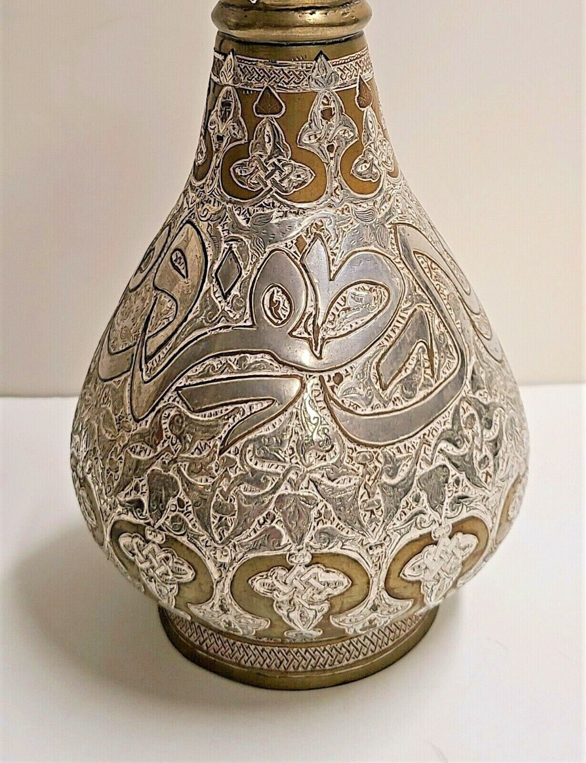 Antique C.1900 Mamluk Revival Silver & Copper Inlay Over Brass Vase - Etsy