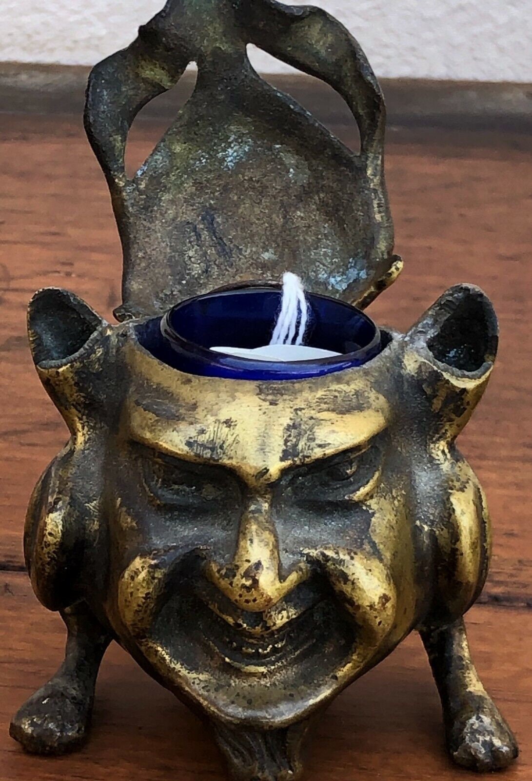 1880's Cast Bronze or Brass Devil Inkwell W/ Hand Blown - Etsy