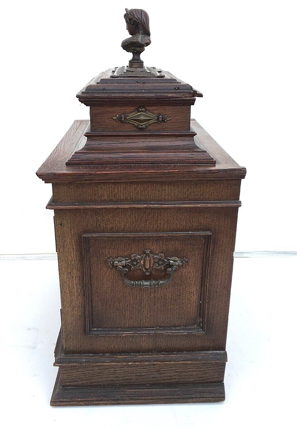 19th Century Wood, Copper Mounted Table Top Jewelry Box W/ a Secret ...