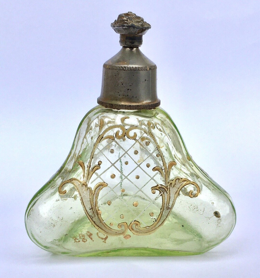 Moser Uranium Czechoslovakian Glass Triangular Perfume Joseph Albiez ...