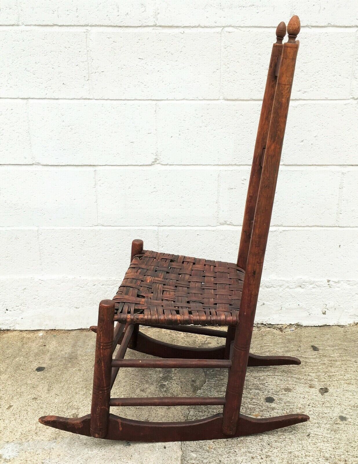 18th C. Amer. Ladder Back Rocking Chair Original Red Paint and Splint ...