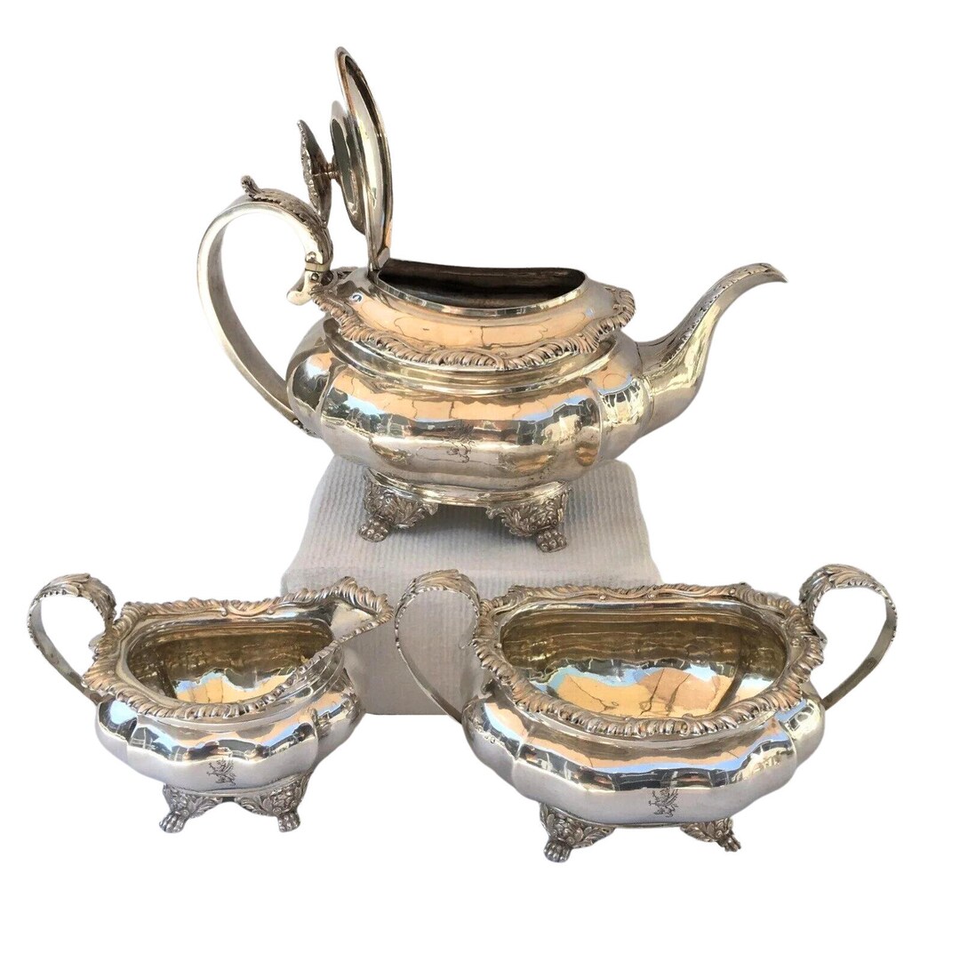 1824-25 English Georgian Period Sterling Silver 3 Piece Tea Set by Jos ...