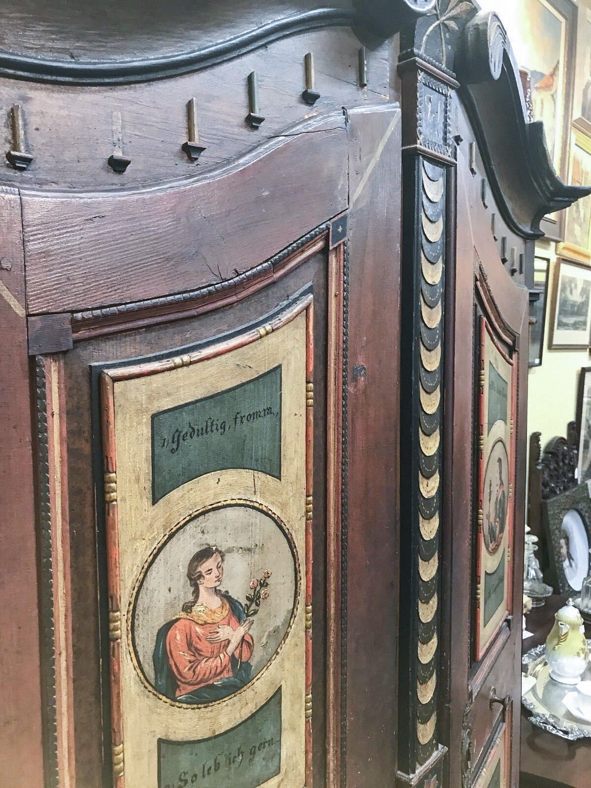 18th C. German Hand Painted Cabinet, Shrank or Shrunk, Armoire W ...