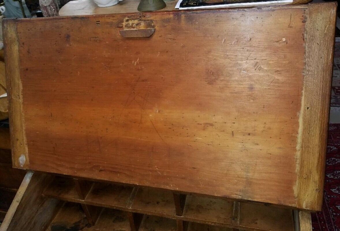 C.1820 American Federal Slant Front Desk Original Grain Paint Folk Art ...