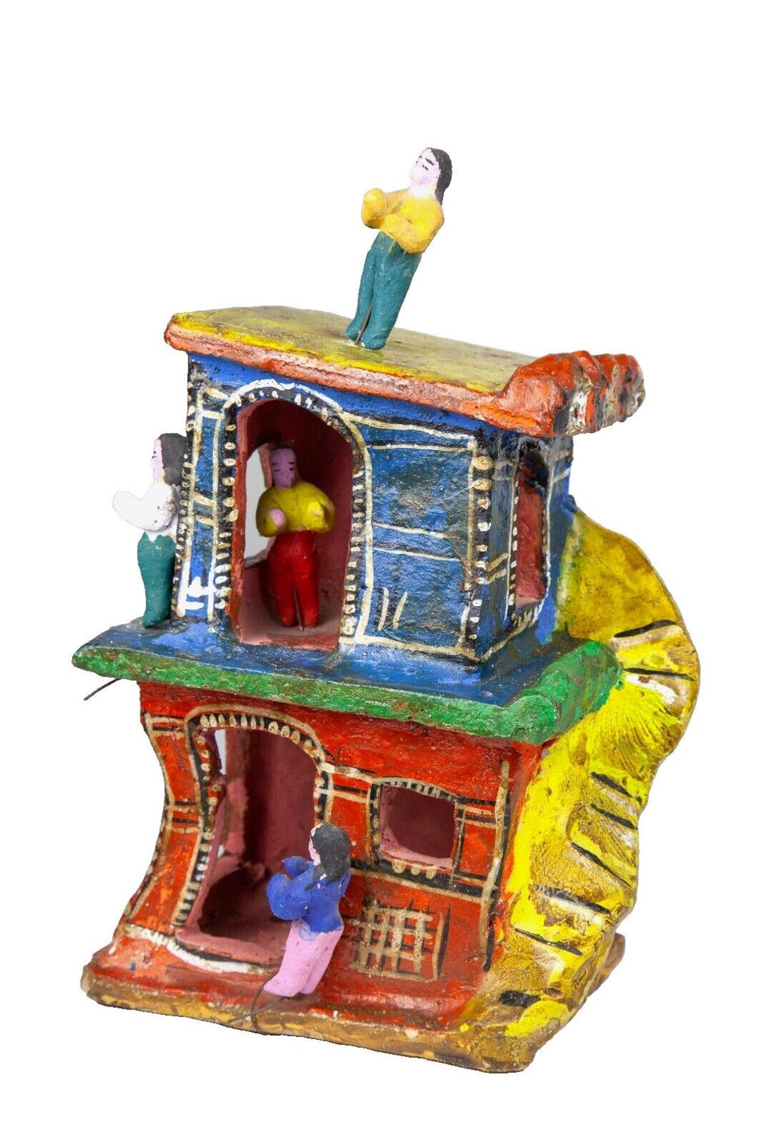 Vintage Mexican Ceramic Folk Art House W/ People, Candelario Medrano - Etsy