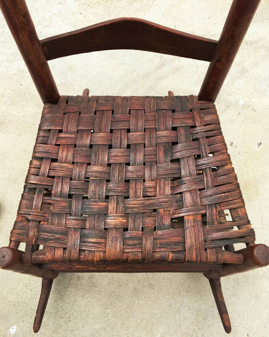 18th C. Amer. Ladder Back Rocking Chair Original Red Paint and Splint ...