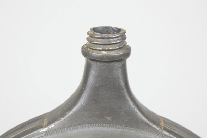19th C. Pewter Pilgrim Flask, Canteen With Chain and Screw on Lid - Etsy