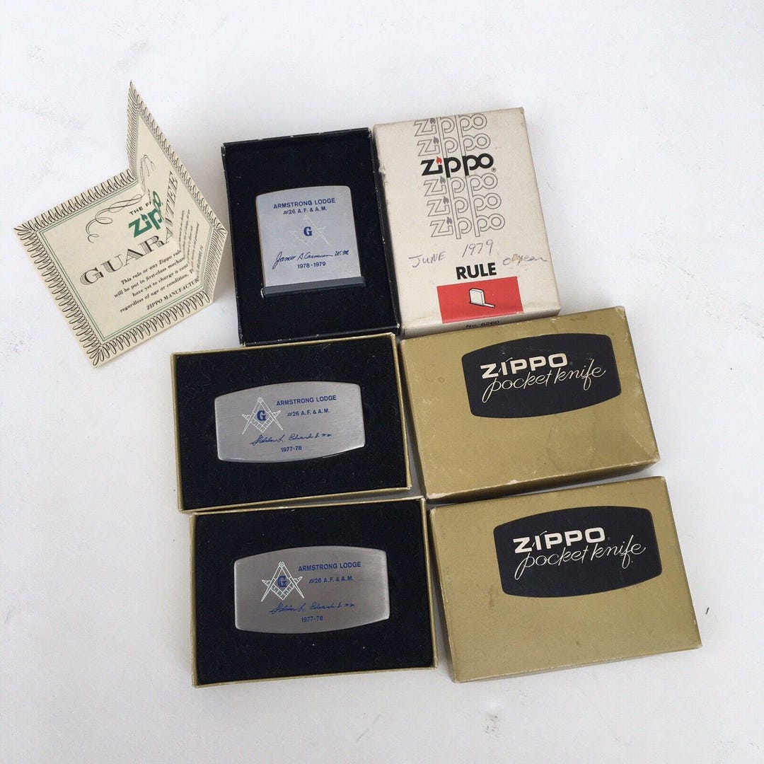 Zippo Tape Measure and Pocket Knife Armstrong Lodge 26 AF & AM 1978-79 ...
