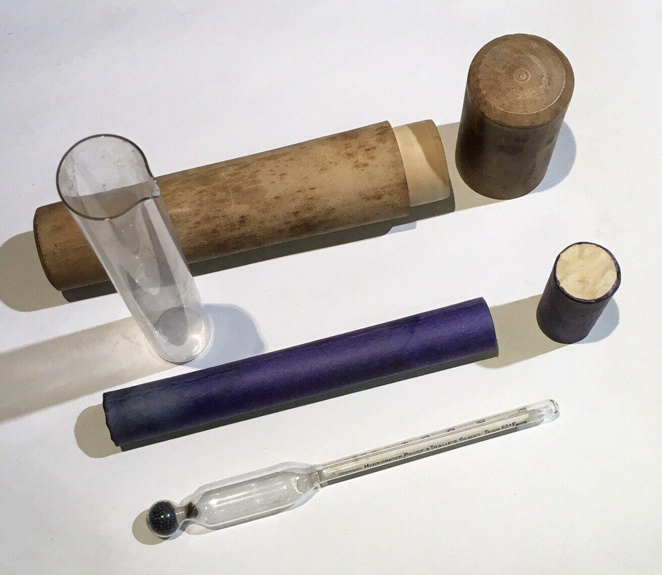 Complete Antique German Hydrometer Kit With Beaker and Wood Storage ...