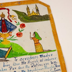 1940s Mexican Ex Voto Painting on Tin, Woman Suffocating, Retablo Folk ...