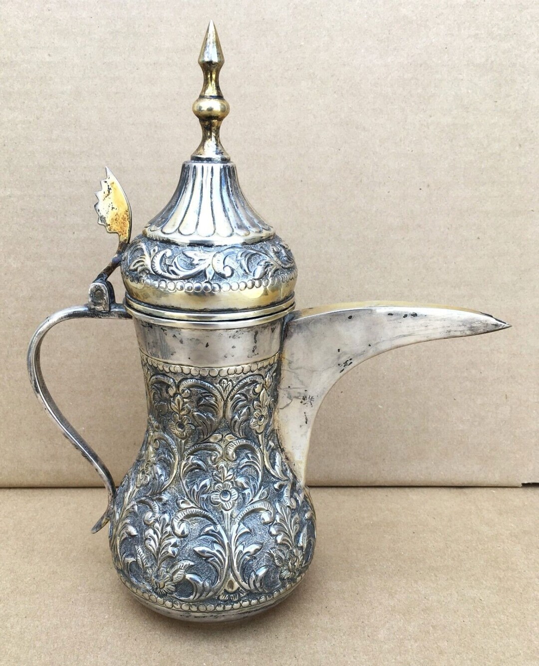 Early 20th C Middle East Pure Silver & Gilt Silver, Dallah Coffee Pot ...