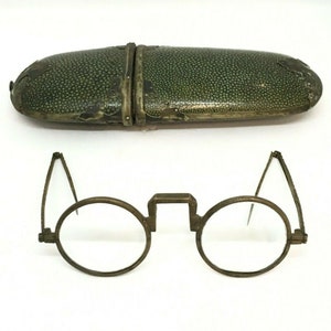 Early 19th C. Chinese Eyeglasses With Folding Temples and Shagreen Case ...