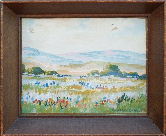 Edward Langley 1940's Ea. California Floral Landscape | Etsy