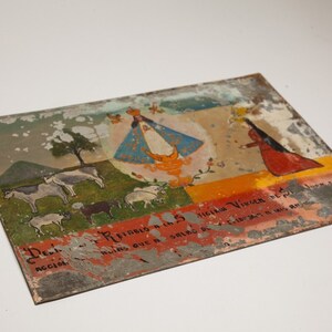 1950s-60s Mexican Ex-voto Folk Art Retablo Painting on Tin, Ranch ...