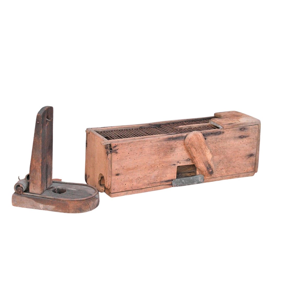 19th Century 2 Handmade Wood and Metal Live Mouse Trap Cage and Penn ...