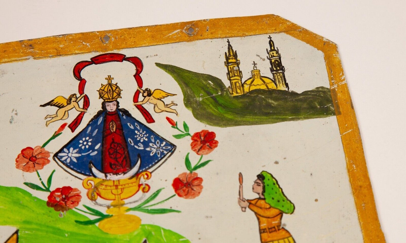 1940s Mexican Ex Voto Painting on Tin, Woman Suffocating, Retablo Folk ...