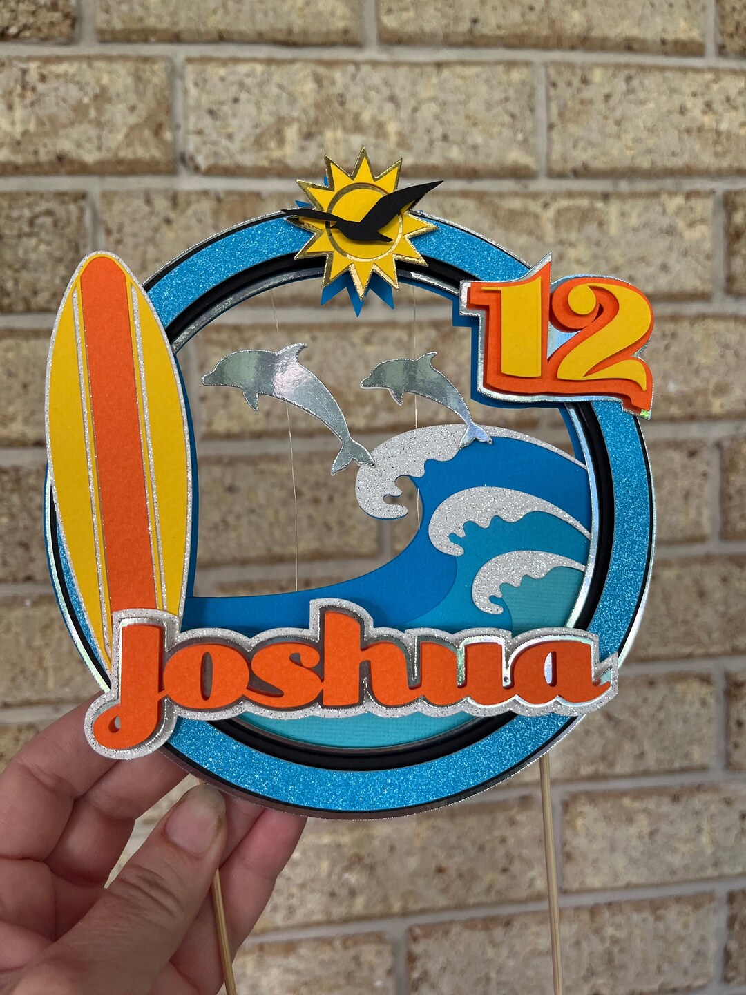 Surfing Theme Cake Topper SVG Layered Cut File Instant Download ...