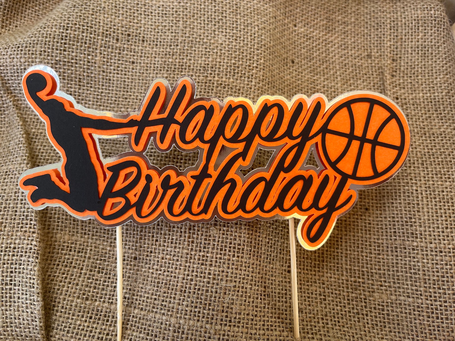 Happy Birthday Basketball 3 Layer SVG Cut File for Cake Topper/digital ...