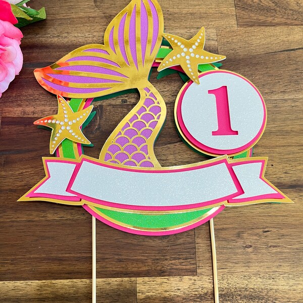 Mermaid Cake Topper SVG Layered Cut File Instant Download - Etsy Australia