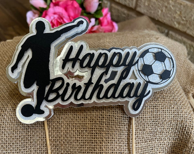Soccer Cake Topper SVG Boys Cake Topper SVG Birthday Cake - Etsy