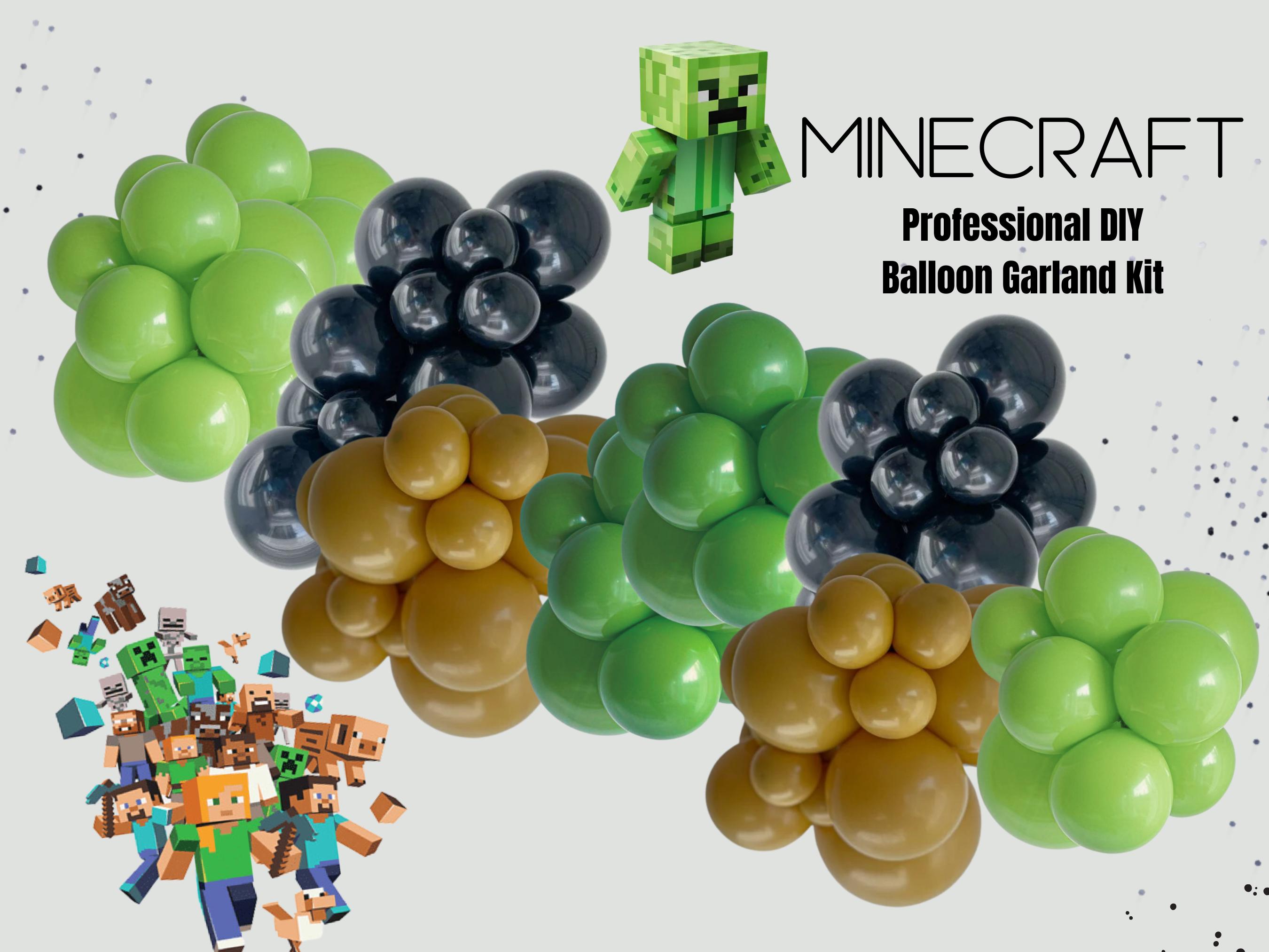 DIY Minecraft Pixel Gamer Balloon Garland Kit Balloon Arch Kit ...