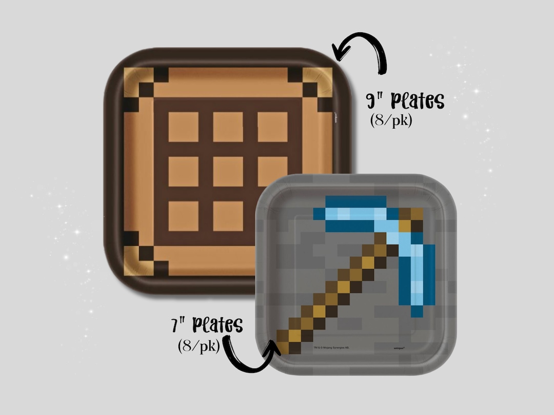 Minecrafter Pixel Birthday Party Paper Plates, Party Supplies - Etsy