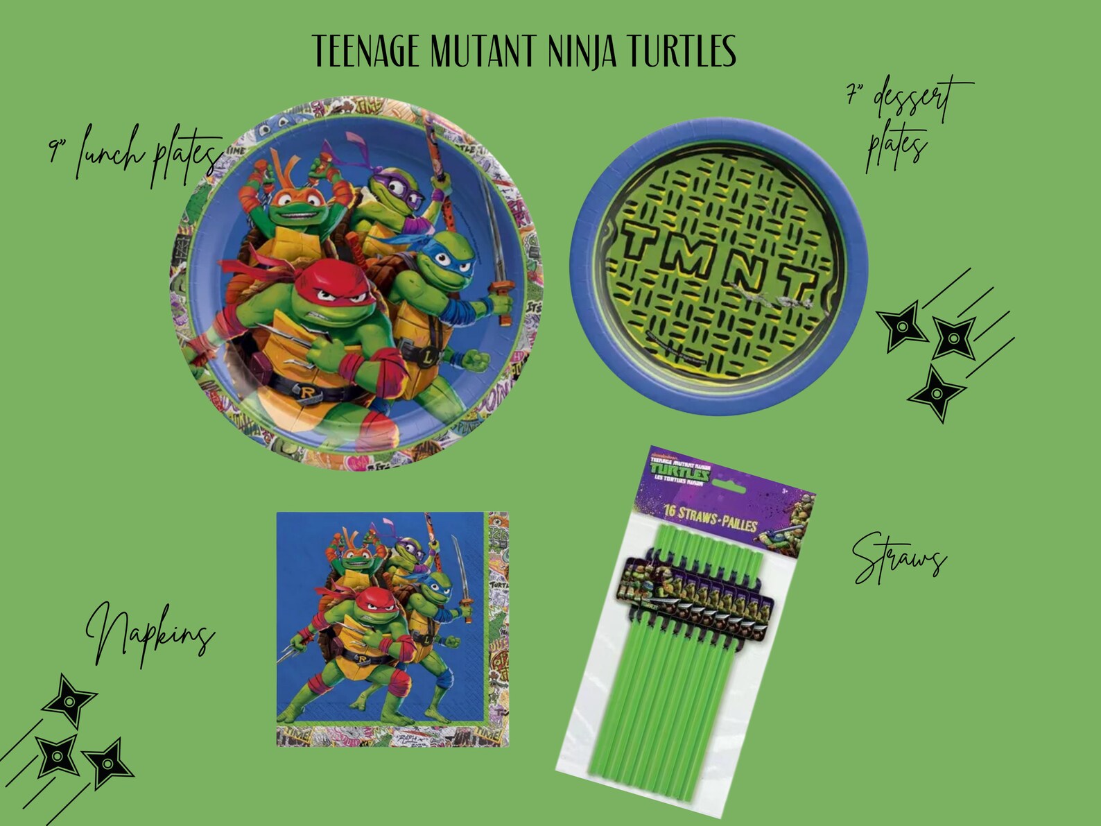 TMNT Paper Lunch Plates Turtles Mutant Mayhem Party Supplies Tableware ...