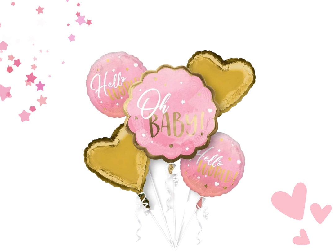 OH BABY Pink Balloon Bouquet Kit, Party Supplies Decorations Hello ...