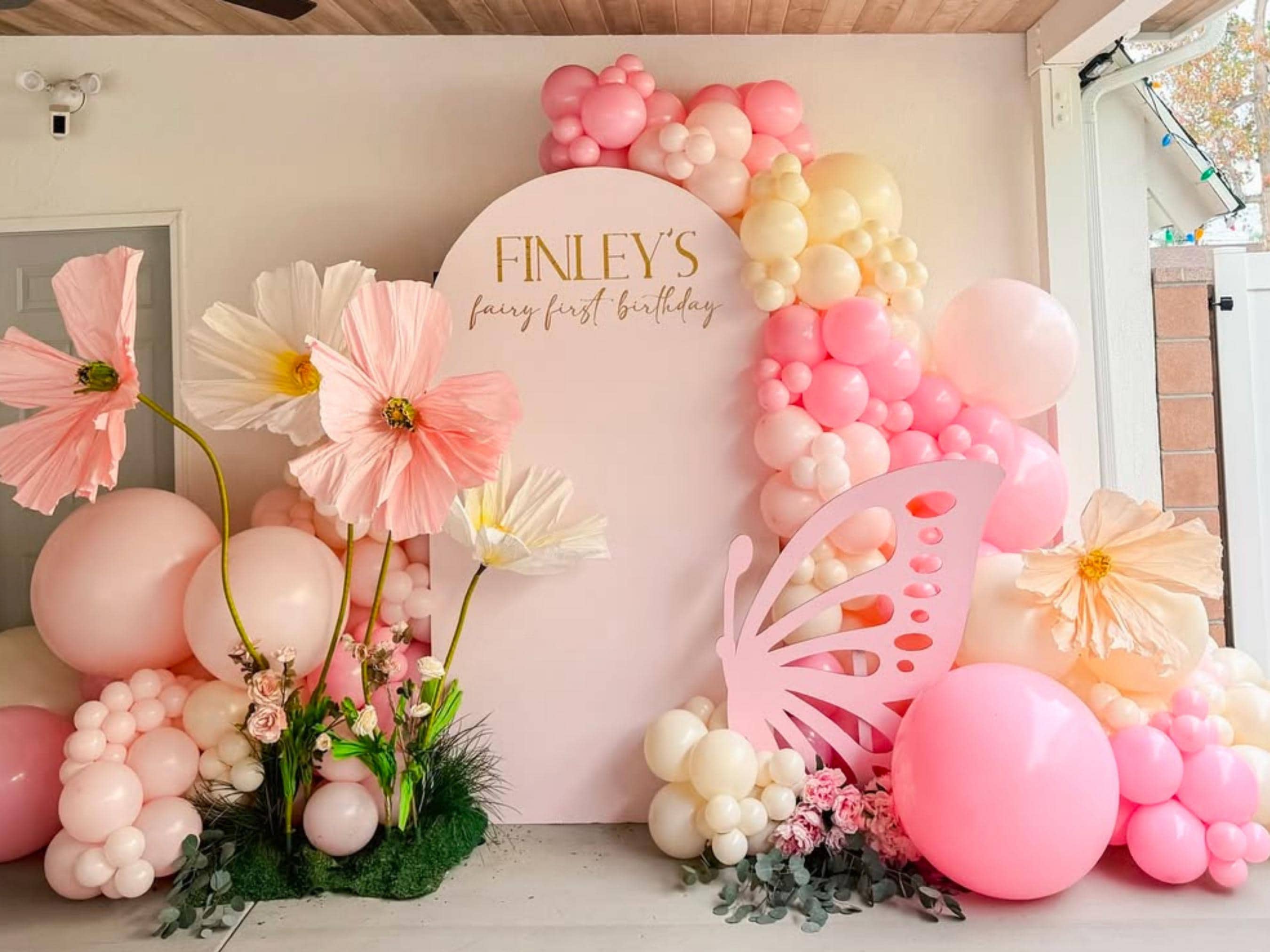 DIY Pink Fairy Balloon Arch Garland, First Birthday Party Decor ...