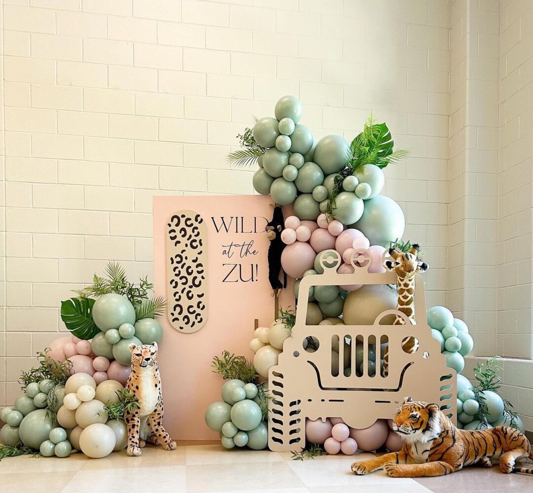 DIY Wild Two Jungle Balloon Garland Arch Safari Theme Birthday Party ...