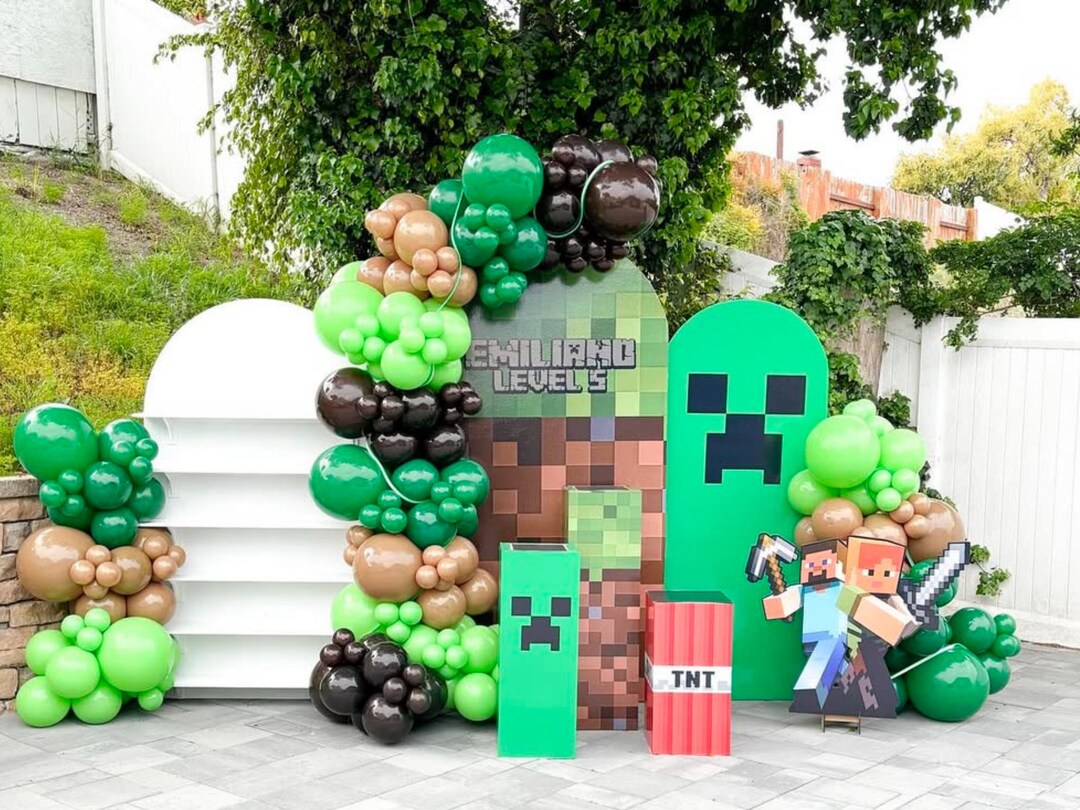 DIY Minecraft Pixel Gamer Balloon Garland Kit Balloon Arch Kit ...