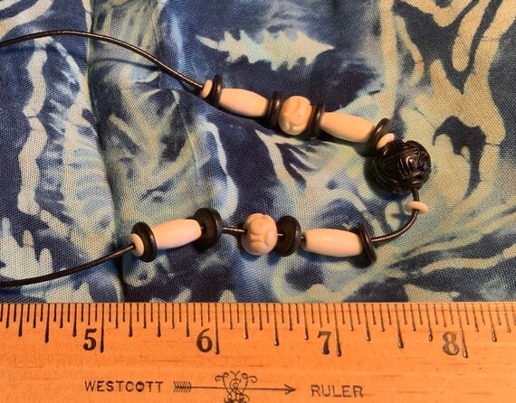 Black and White Horn Bone and Shell necklace - Gem