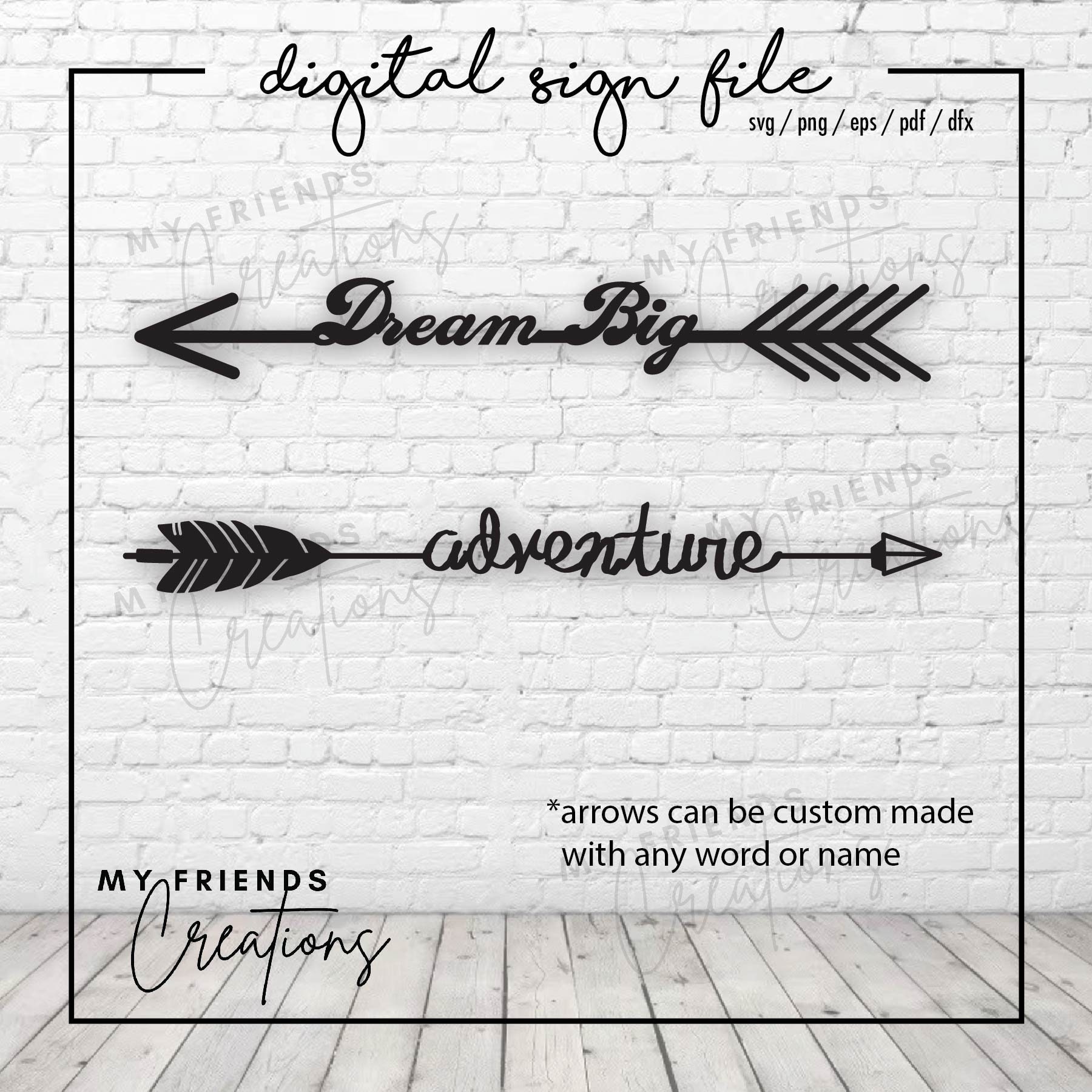Dream Big & Adventure Arrow Sign Dfx, Svg, Pdf or Eps (digital File ...