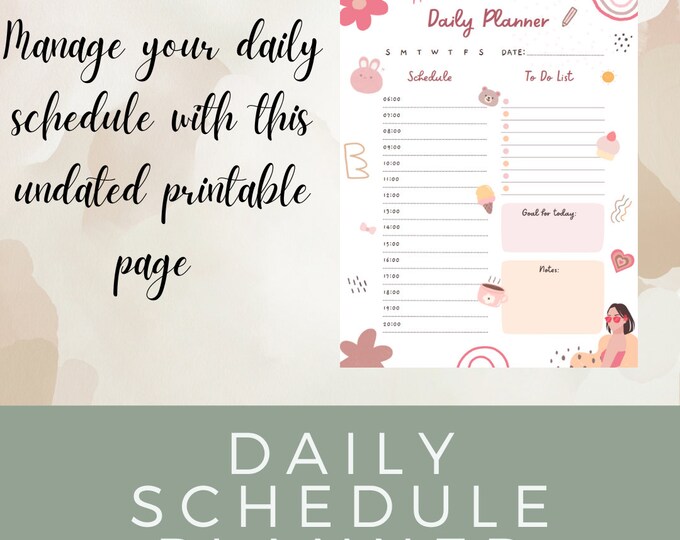 Daily Schedule Planner Insert: Printable To-do List (digital Download ...