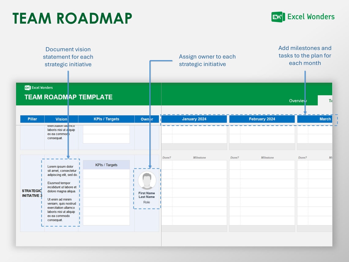 Team Roadmap Excel Template: Strategic Planning & Progress Tracker ...