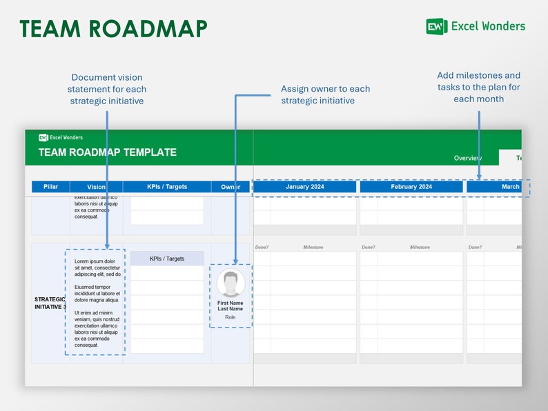 Team Roadmap Excel Template: Strategic Planning & Progress Tracker ...