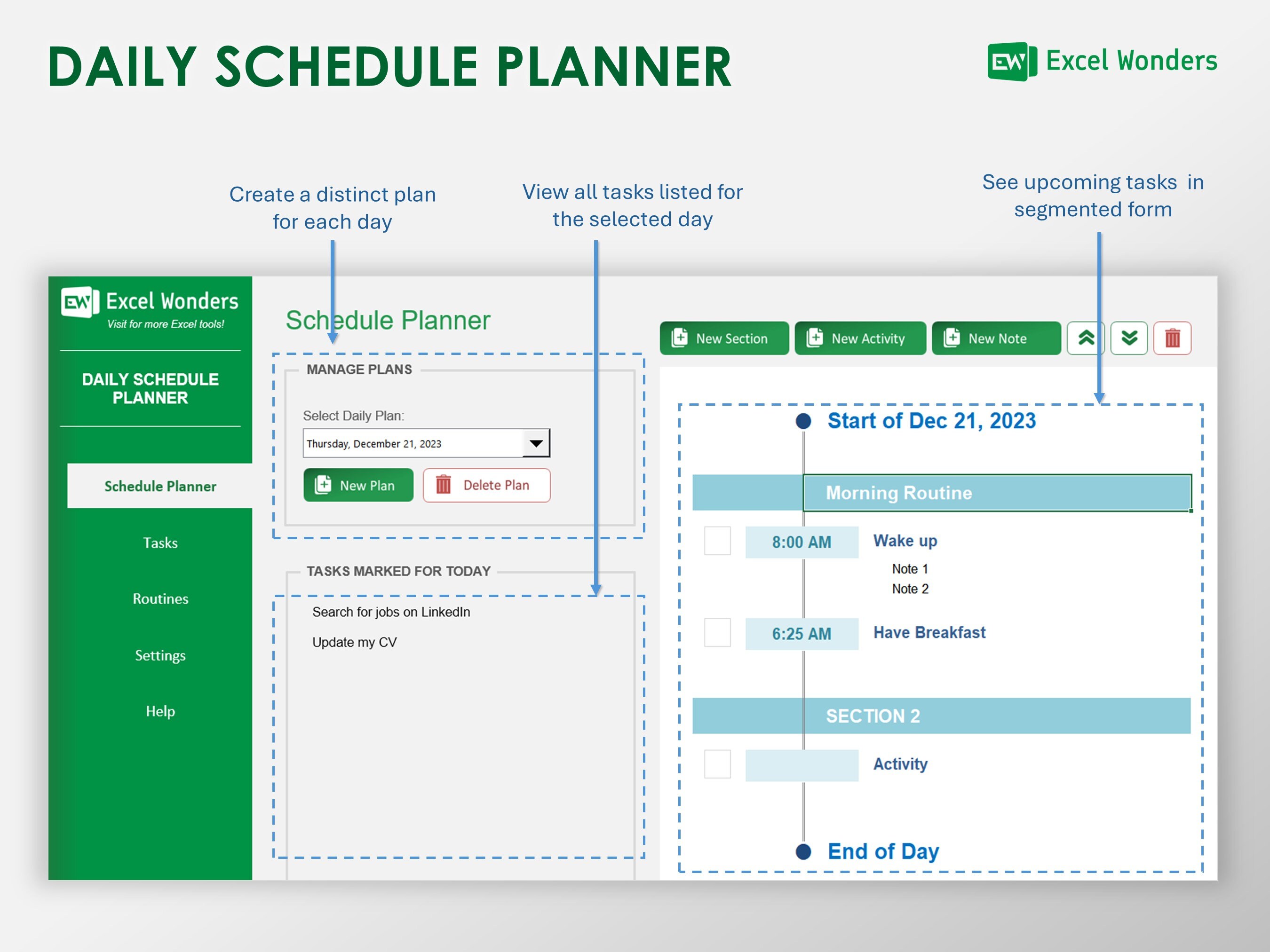 Daily Schedule Planner Excel Template: To-do List & Habit Tracker - Etsy