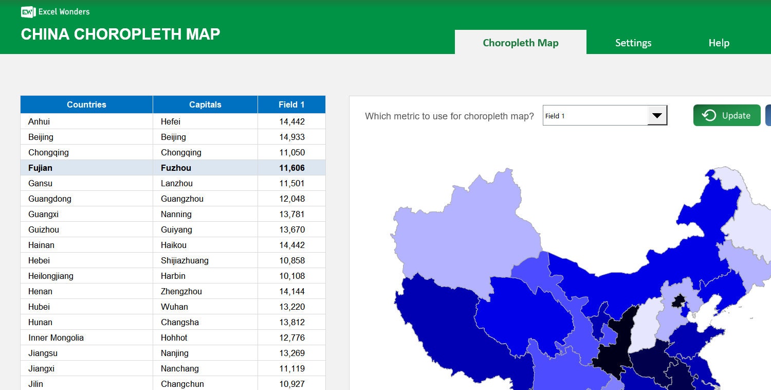 China Choropleth Map Excel Template | Editable Data Visualization Tool for Analysts ...