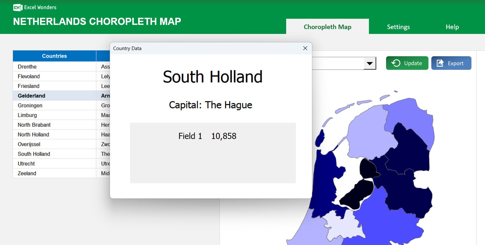 Netherlands Choropleth Map Excel Template | Interactive Color-coded Map ...