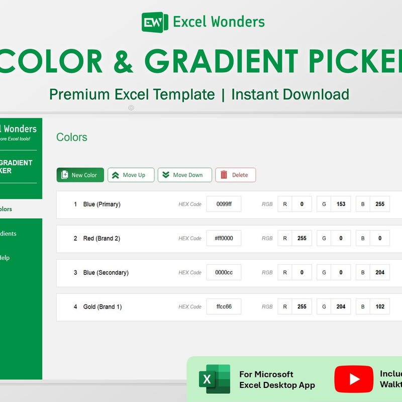 Color Palette Spreadsheets - Etsy