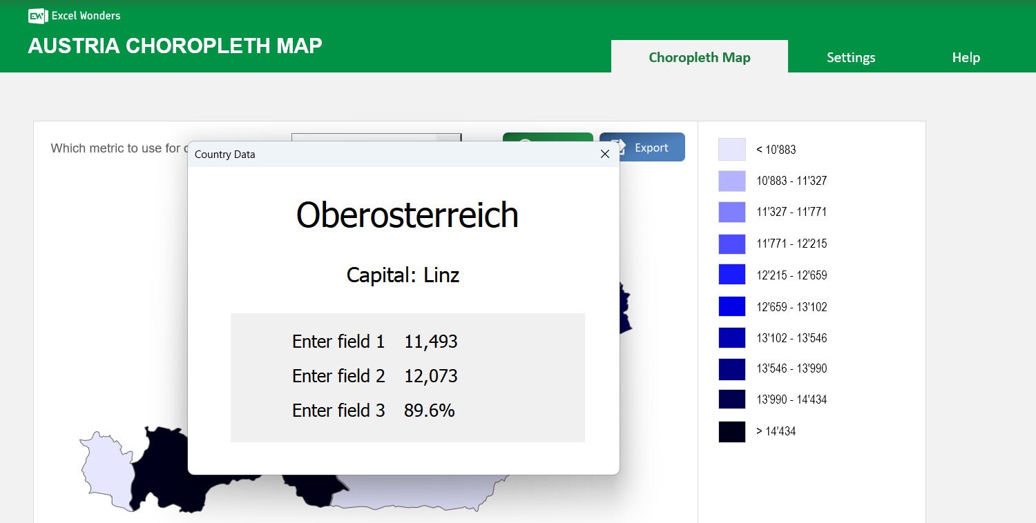 Austria Choropleth Map Excel Template | Detailed Visualization of ...