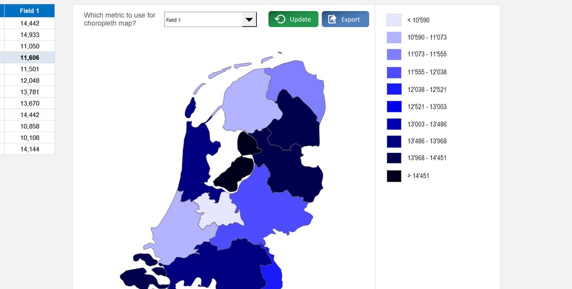 Netherlands Choropleth Map Excel Template | Interactive Color-coded Map ...