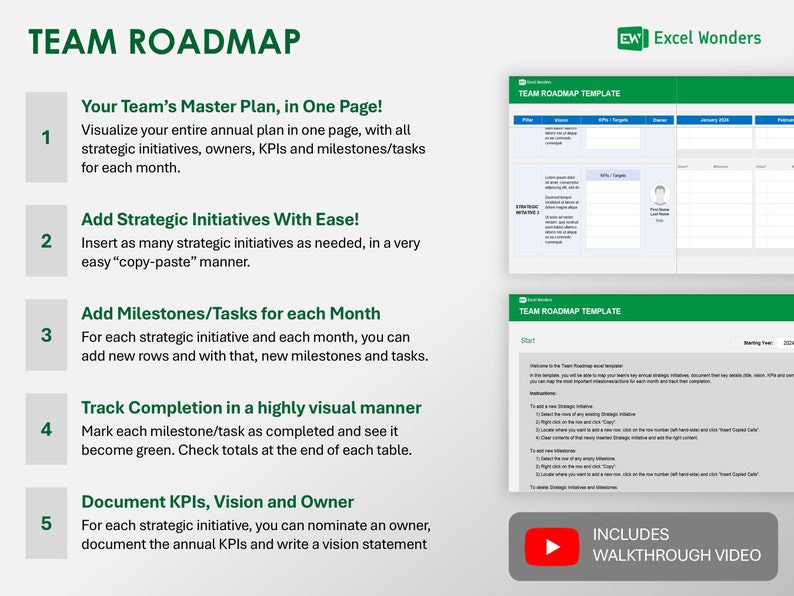 Team Roadmap Excel Template: Strategic Planning & Progress Tracker ...